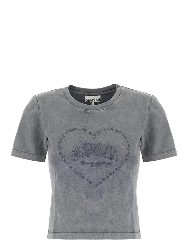 GANNI Embroidered Heart Logo T-shirt - Multicolor