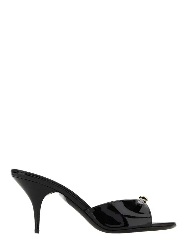 Miu Miu Patent Leather Heeled Sandals - Black