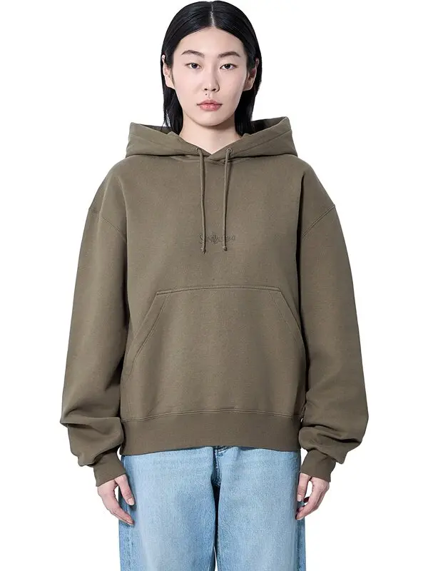 Saint Laurent Hooded Logo Motif Sweatshirt - Cream
