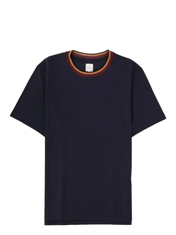 Paul Smith T-shirt Con Collo Stripes Logo - Blue