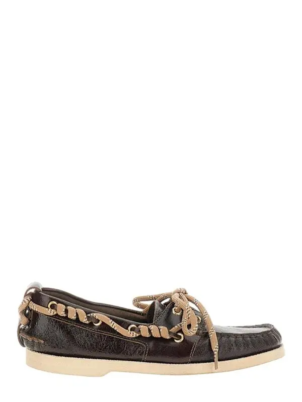 GOLDEN GOOSE Wrinkled Leather Boat Moccasin - Multicolor