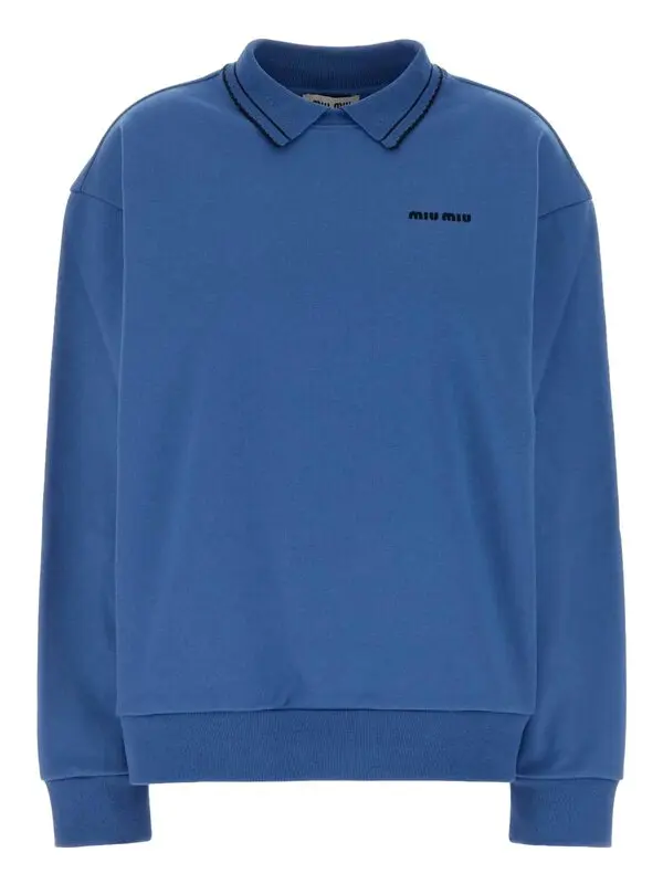 Miu Miu Cotton Oversize Polo Shirt - Blue