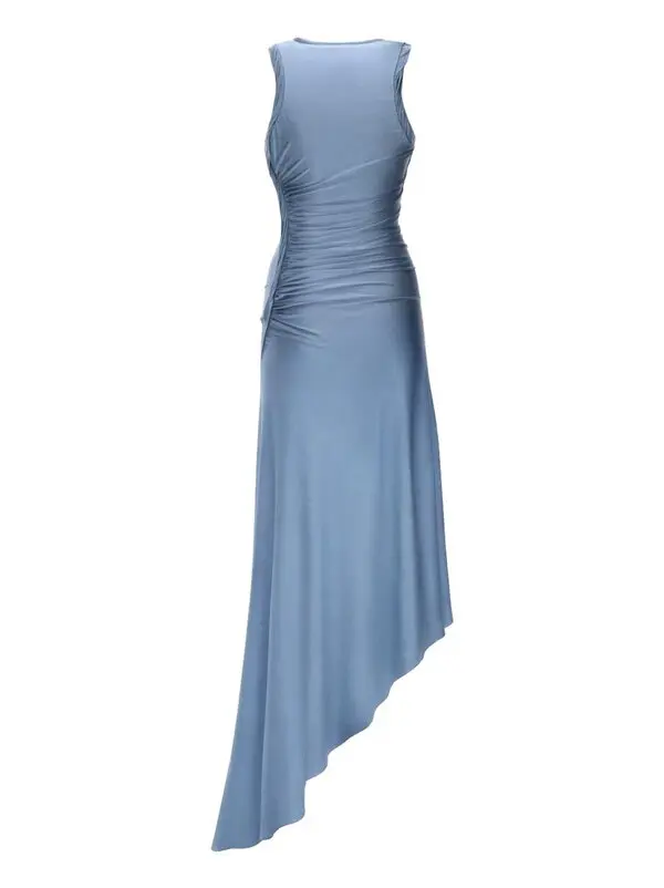 Victoria Beckham Woven And Draped Dress - Blue