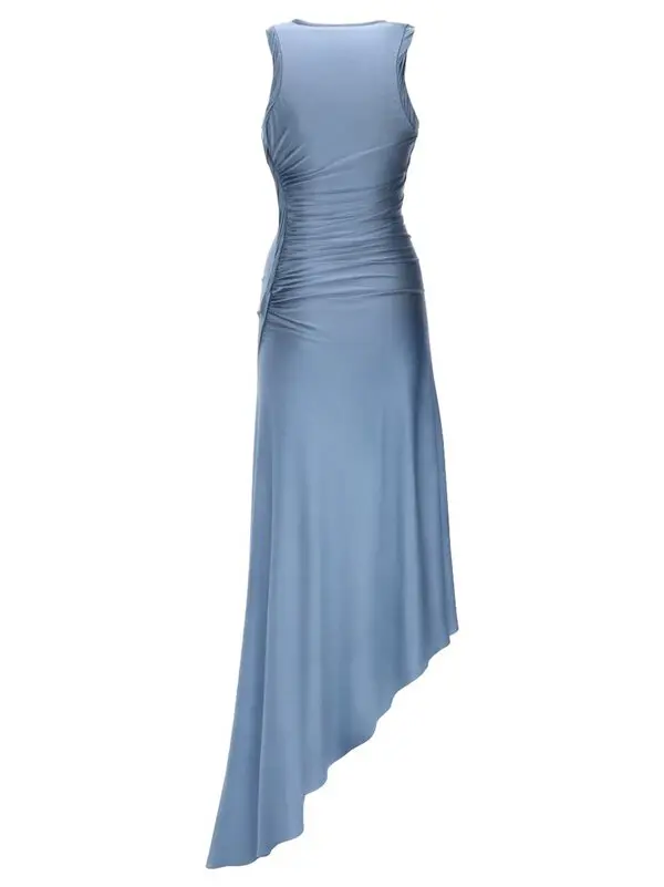 Victoria Beckham Woven And Draped Dress - Blue