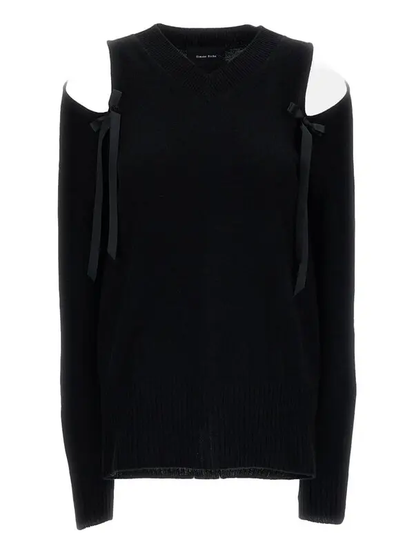 Simone Rocha Cashmere Slash V-neck Jumper With Bow - Multicolor