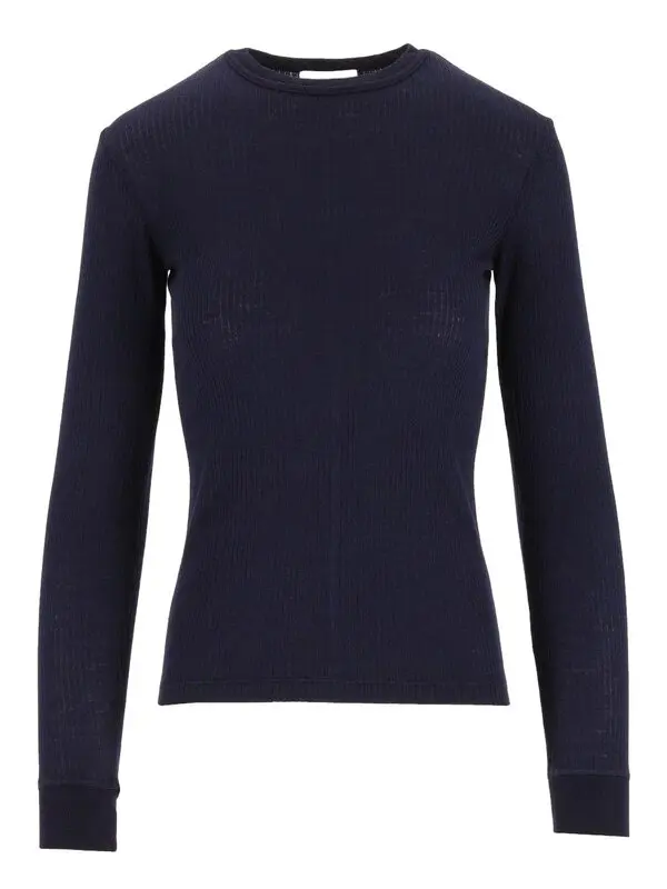 FORTE_FORTE Lightweight Ribbed Sweater - Blue