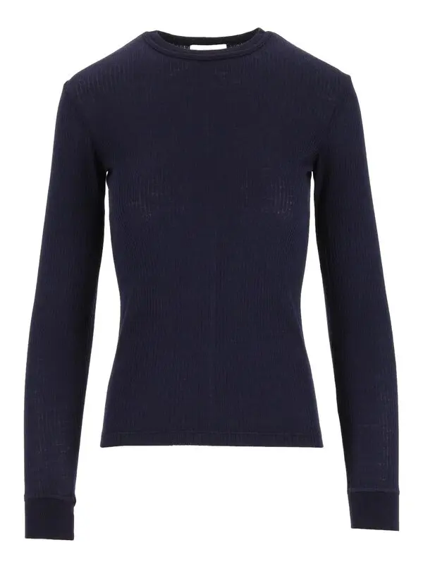 FORTE_FORTE Lightweight Ribbed Sweater - Blue