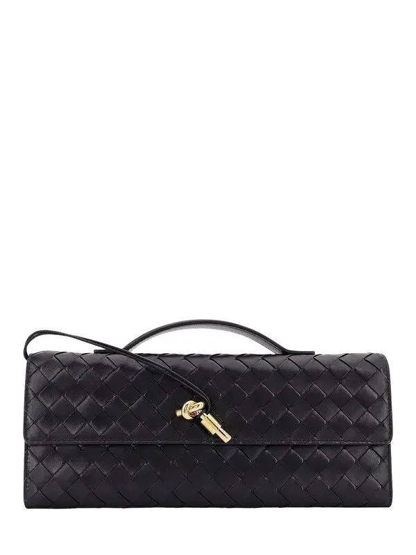Bottega Veneta Andiamo Leather Clutch With Intrecciato Pattern - Multicolor