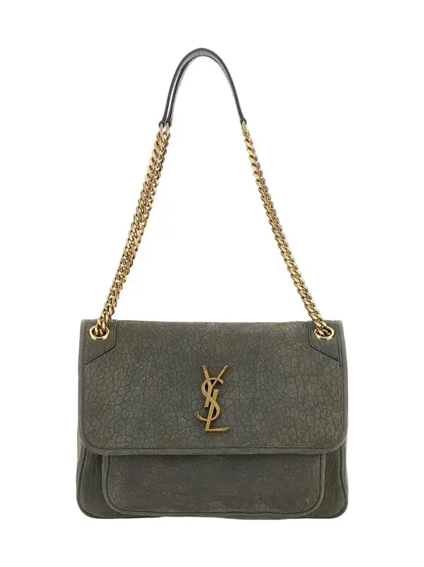 Saint Laurent Niki' Gray Shoulder Bag With Cassandre Plaque On The Front And Two Handles With Chain In Leather For - Multicolor