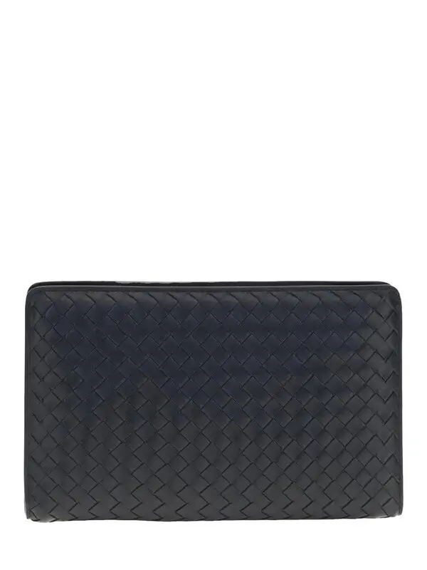 Bottega Veneta Agenda Intrecciato Leather Clutch - Blue