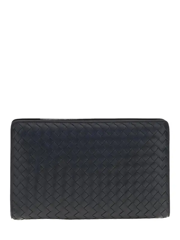 Bottega Veneta Intrecciato Leather Clutch - Blue