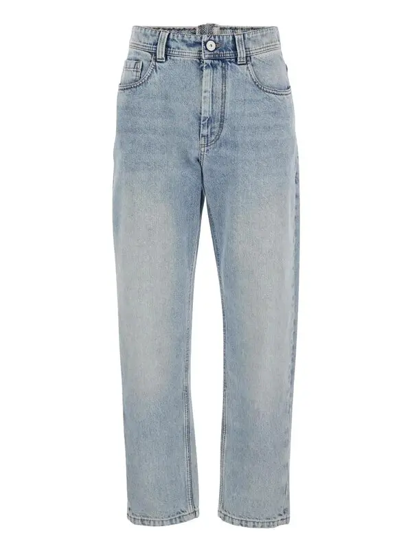 Brunello Cucinelli Denim Jeans With Logo Patch - Multicolor
