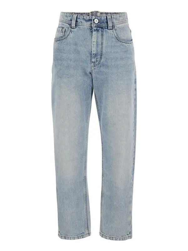 Brunello Cucinelli Denim Jeans With Logo Patch - Multicolor