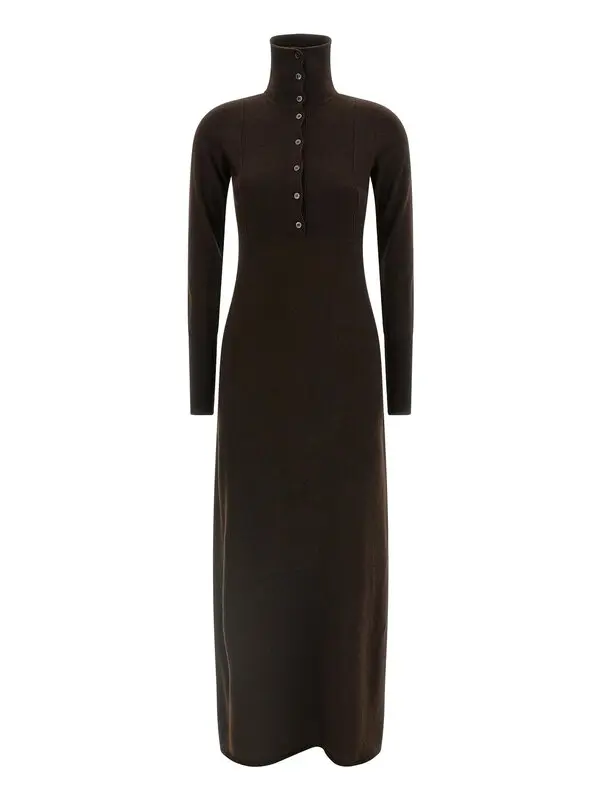 TOM FORD Cashmere High Neck Long Dress - Brown