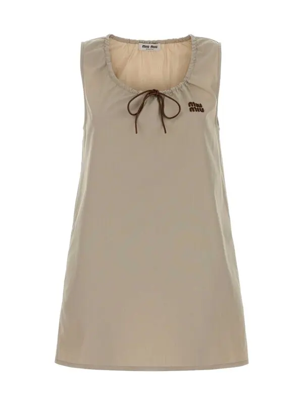 Miu Miu Cappuccino Cotton Mini Dress - Brown