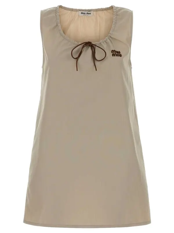 Miu Miu Cotton Mini Dress - Brown