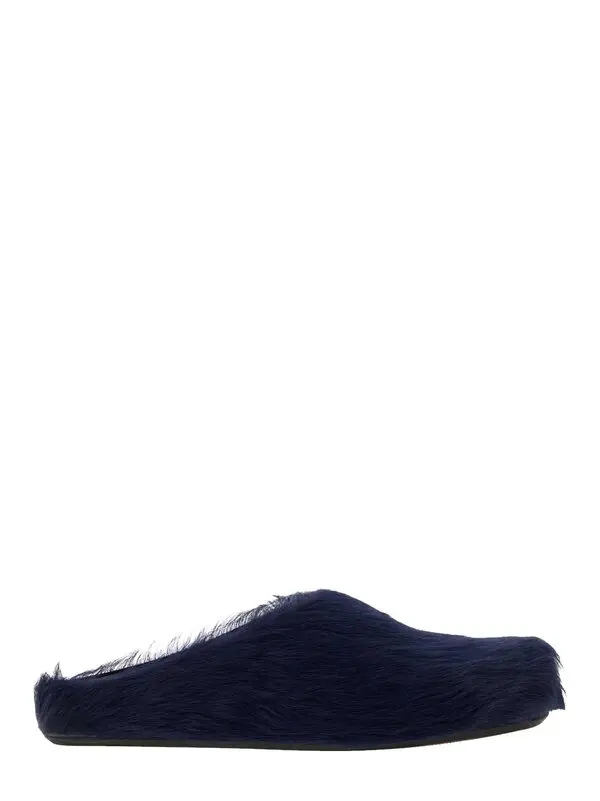Marni Calf Hair Fussbett Slippers - Blue
