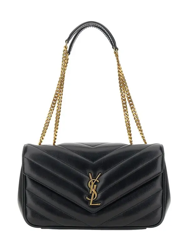 Saint Laurent Crossbody Bag 'loulou' Medium With Chain Strap And Cassandre Plaque On Front In Black Quilted Leather For - Multicolor