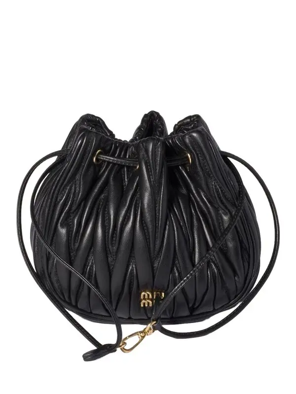Miu Miu Matelasse Leather Bucket Bag - Black