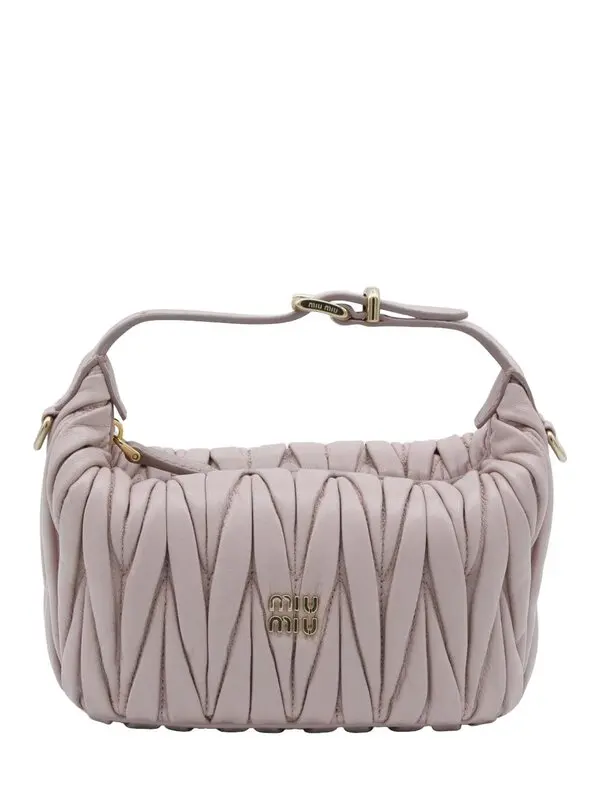 Miu Miu Matelasse Leather Handbag - Gray