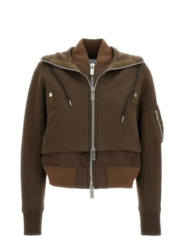 Sacai Bomber-style Hooded Sweatshirt - Multicolor