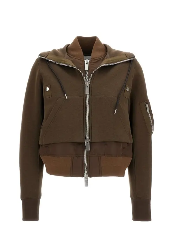 Sacai Bomber-style Hooded Sweatshirt - Multicolor