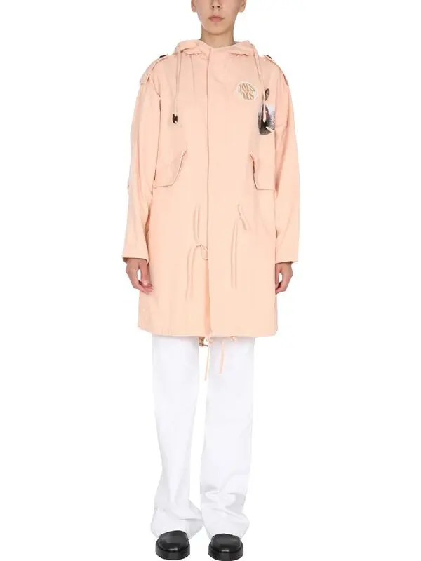 Raf Simons Parka With Logo Patch - Pink