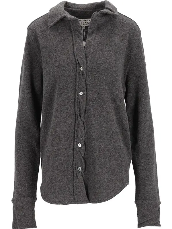 MAISON MARGIELA Virgin Wool Button-up Polo Shirt - Gray