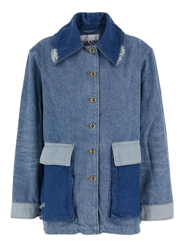 GANNI Denim Patchwork Jacket - Multicolor