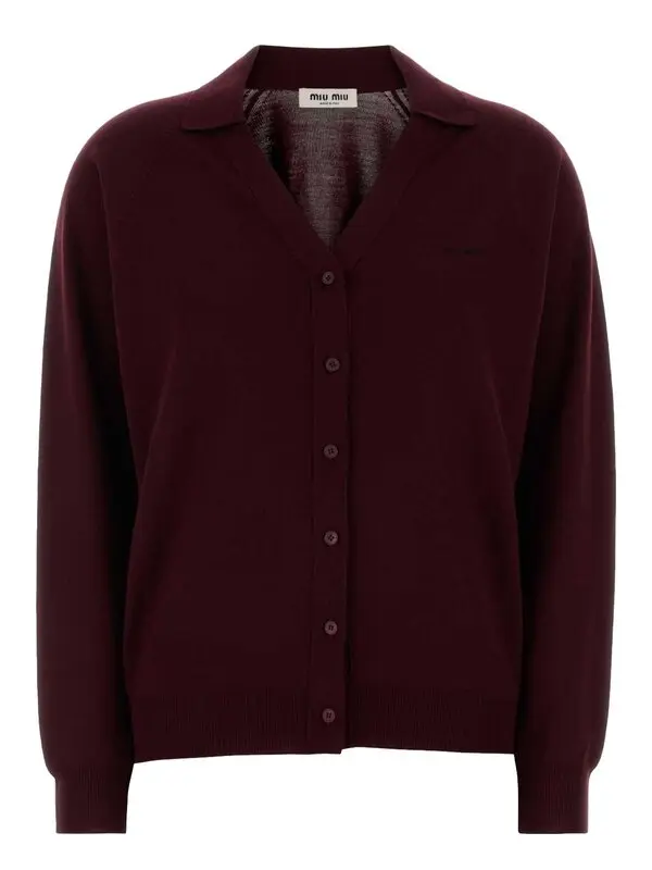 Miu Miu Virgin Wool Cardigan - Red