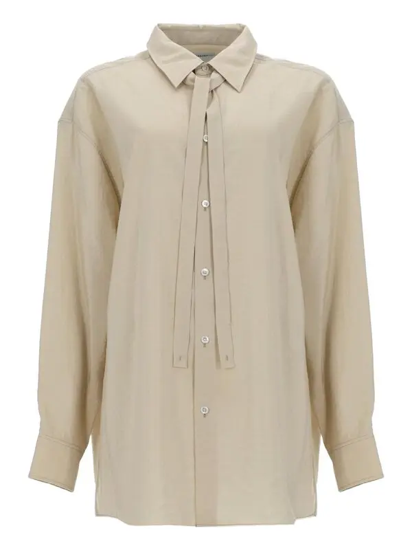 LEMAIRE Long Shirt With Tie Detail - Cream
