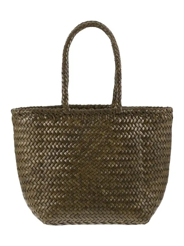 Dragon Diffusion Grace Basket Small Woven Leather Bag - Green