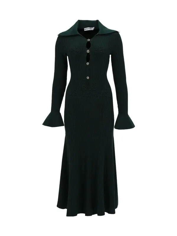 SELF-PORTRAIT Midi Dress With Cut-out - Green