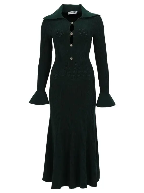 SELF-PORTRAIT Midi Dress With Cut-out - Green