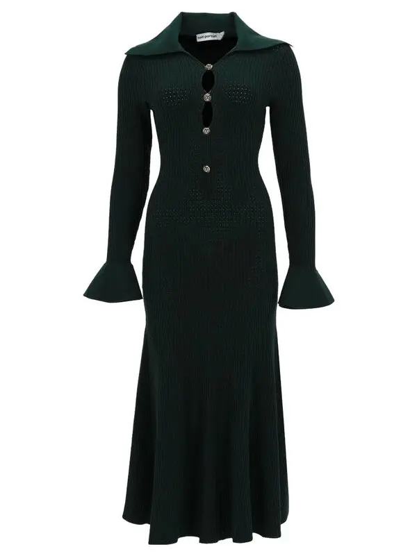 SELF-PORTRAIT Midi Dress With Cut-out - Green