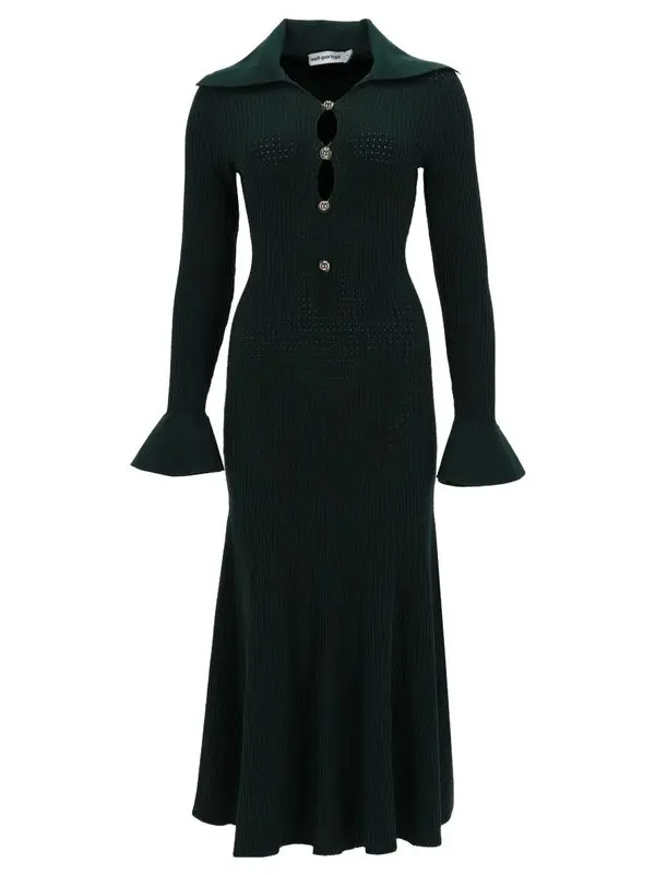 SELF-PORTRAIT Midi Dress With Cut-out - Green