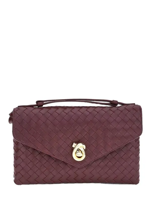 Bottega Veneta Knot Lock Woven Leather Bag - Red