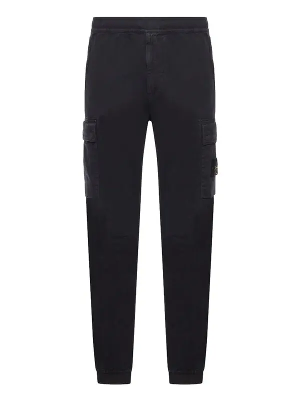 Stone Island Regular Fit Tapered Cargo Pants With Drawstring Waist - Black
