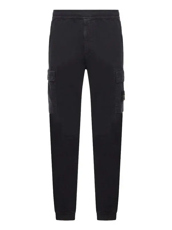 Stone Island Regular Fit Tapered Cargo Pants With Drawstring Waist - Black