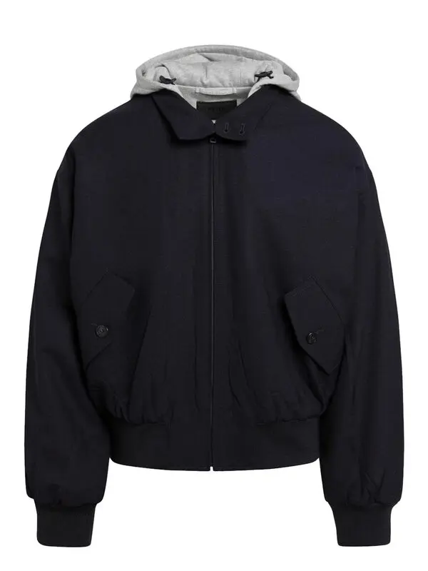 Prada Wool Hooded Bomber Jacket - Blue