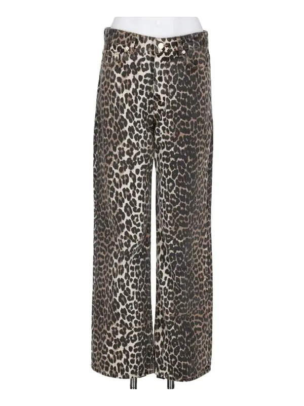 GANNI Animal Print Wide Leg Jeans - Multicolor