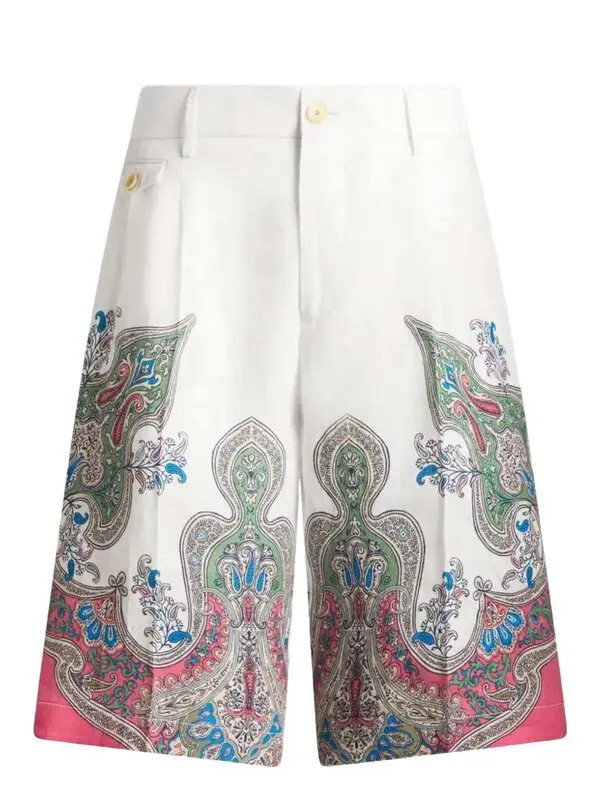 Etro Paisley Print Shorts - White
