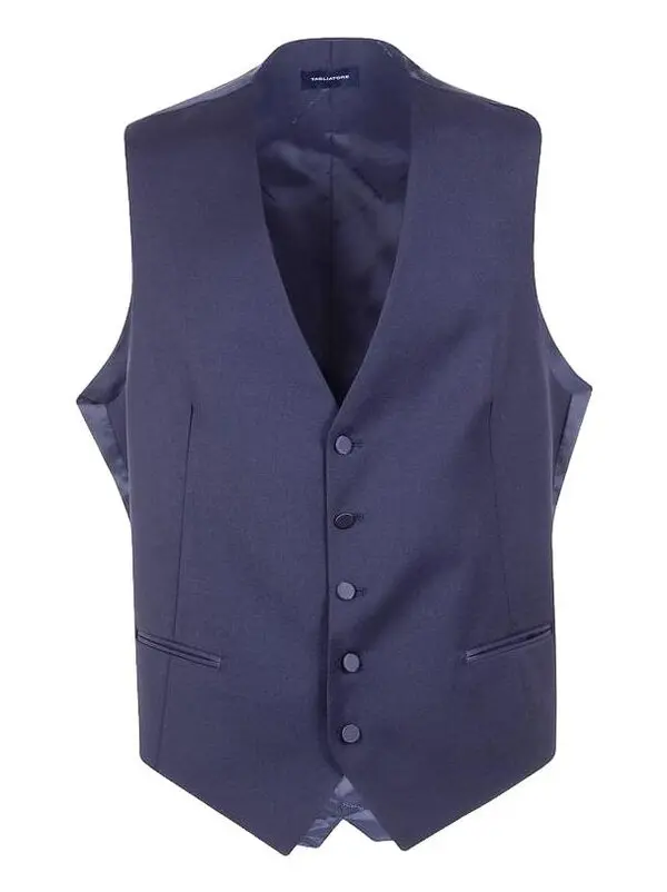 Tagliatore Wool V-neck Waistcoat - Blue