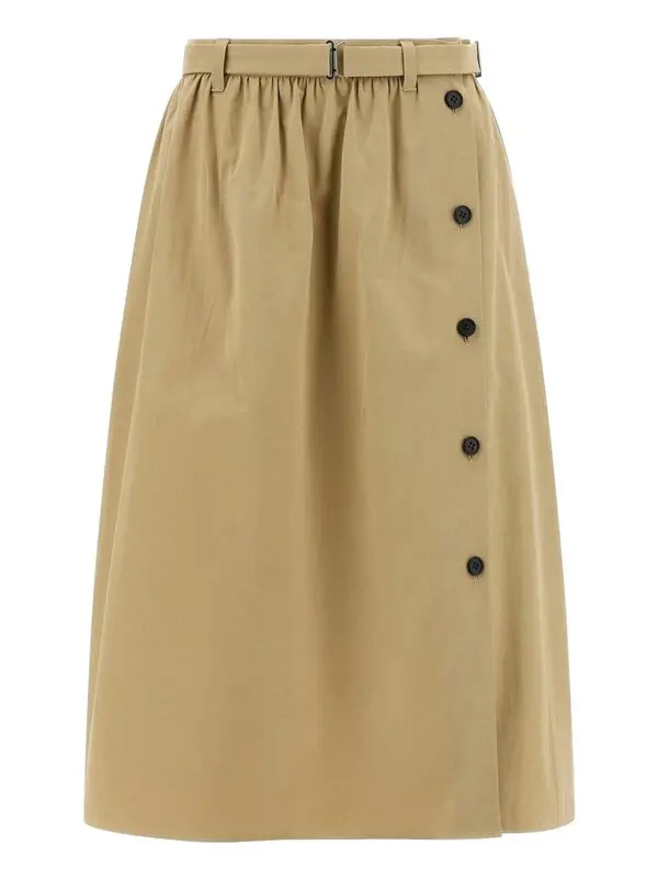 Prada Cotton Midi Skirt - Cream