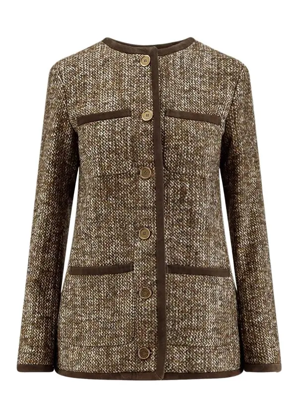 GOLDEN GOOSE Boxy Fit Wool Blend Blazer - Multicolor