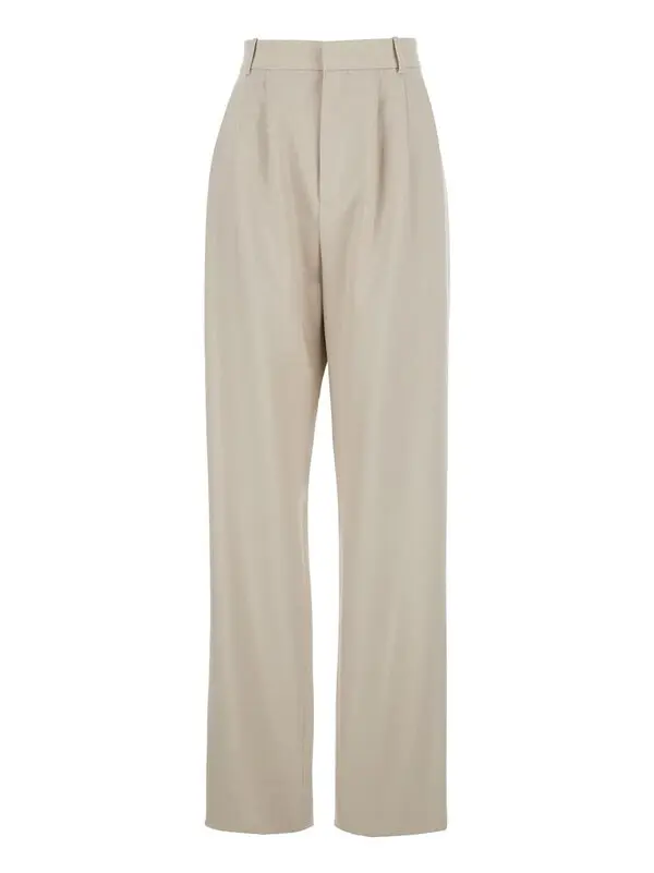 Saint Laurent Wool Relaxed Fit Trousers - Multicolor