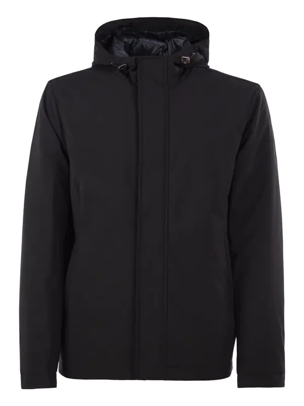 Herno Stretch Technical Fabric Hooded Padded Jacket - Blue