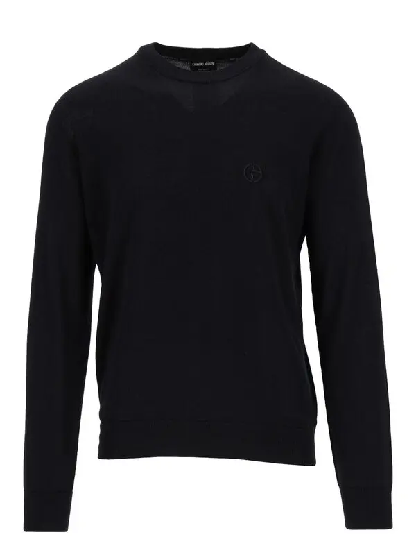 Giorgio Armani Crew Neck Wool Sweater - Blue