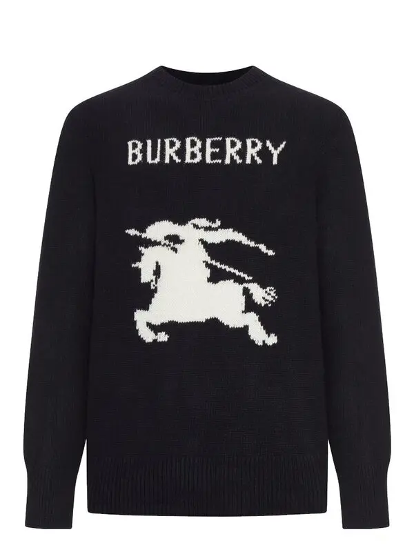 Burberry Wool And Cashmere Pullover With Ekd - Black