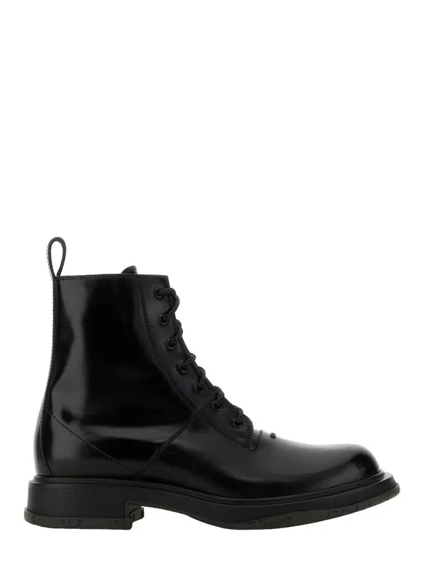 Gucci Calf Leather Lace Up Combat Boots - Black